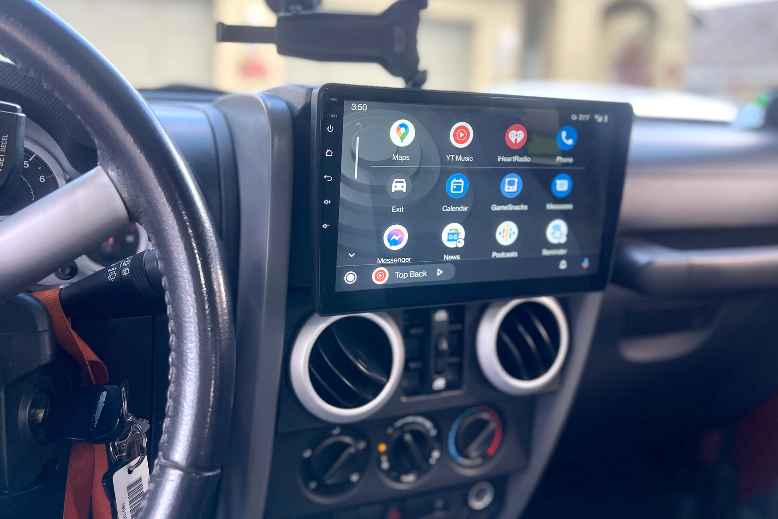 10" QLED Jeep Wrangler jk/jku android 12 plug & play wireless Apple Ca
